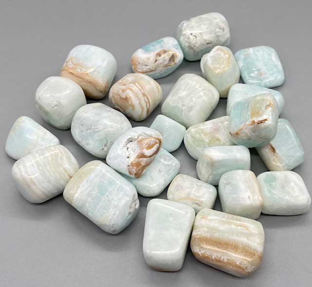 caribbean calcite, tumbled, gemstone,-Azuregreen
